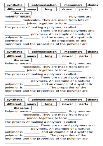 KS3 Year 8 - Chemistry - Metals and Acids - Polymers | Teaching Resources