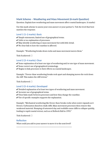 AQA GCSE Geography Weathering and Mass Movement. | Teaching Resources