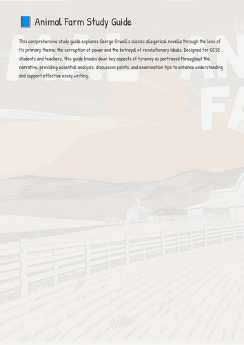Animal Farm GCSE Study Guide: Tyranny, Abuse of Power & the Corruption ...