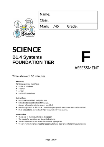 KS4 Year 9 - Systems - End of Topic Test and Dirt Extension | Teaching ...