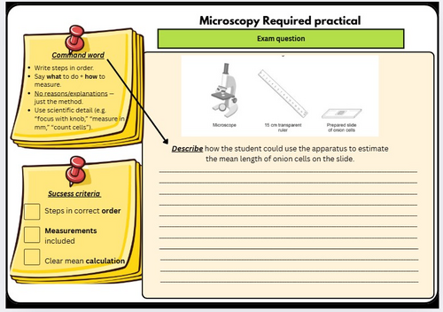 Free GCSE Biology Required Practical 6marker Worksheet: Microscopy ...