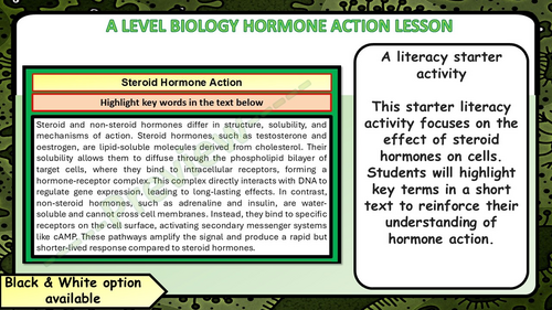 A Level Biology Hormone Action on Cells Lesson & Activities | Teaching ...