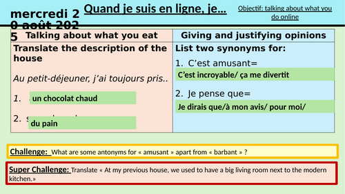 Module 1 - Unité 1 - Ma vie en ligne (New GCSE Edexcel) | Teaching ...