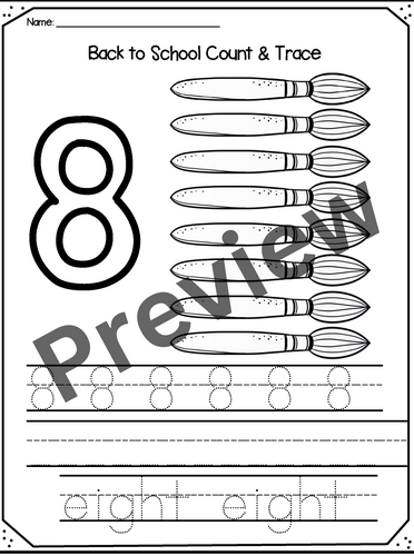 First Day Of Back To School Number 1 to 10 Worksheets | First Week ...