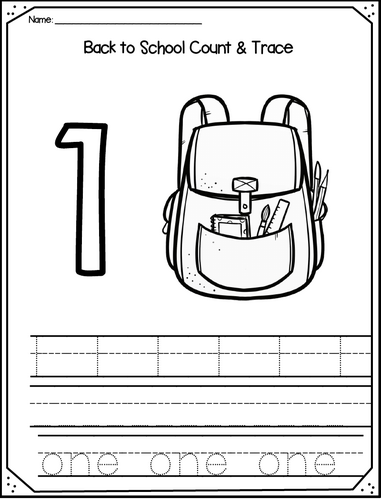 First Day Of Back To School Number 1 to 10 Worksheets | First Week ...