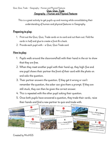 Human and Physical Features - Geography - Quiz, Quiz, Trade | Teaching ...