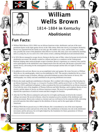 William Wells Brown PACKET & ACTIVITIES, Important Historical Figures ...