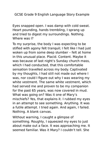 GCSE Grade 9 English Language Story | Teaching Resources