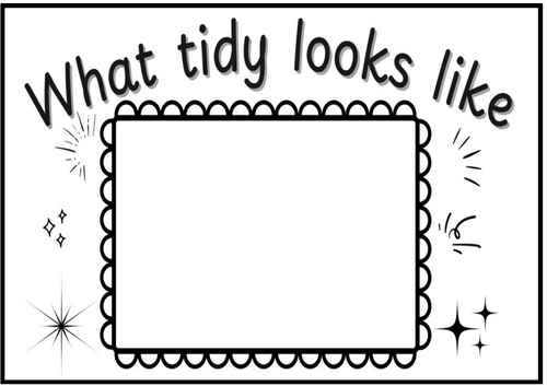 EYFS Tidy Area Signs Monochrome | Teaching Resources