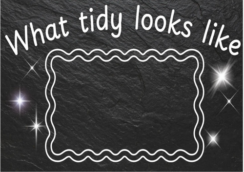 EYFS Tidy Area Signs Monochrome | Teaching Resources