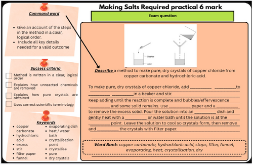 FREE Making Salts Required Practical 6mark | AQA GCSE Chemistry Paper 1 ...
