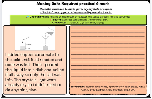 FREE Making Salts Required Practical 6mark | AQA GCSE Chemistry Paper 1 ...