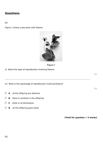 Igcse Biology Edexcel Sexual And Asexual Reproduction Teaching Resources