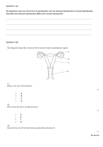 **iGCSE Biology Edexcel - MALE & FEMALE REPRODUCTIVE ORGANS ...