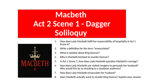 Macbeth - Act 2 Scene 1 Dagger Soliloquy | Teaching Resources
