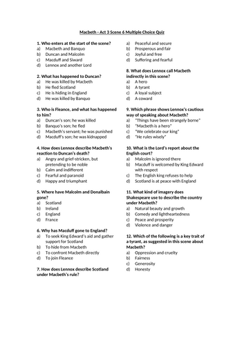 Macbeth - Act 3 Scene 4, 5 and 6 Guilt and Supernatural | Teaching ...
