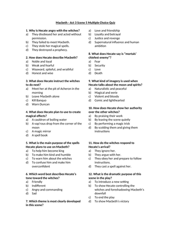 Macbeth - Act 3 Scene 4, 5 and 6 Guilt and Supernatural | Teaching ...