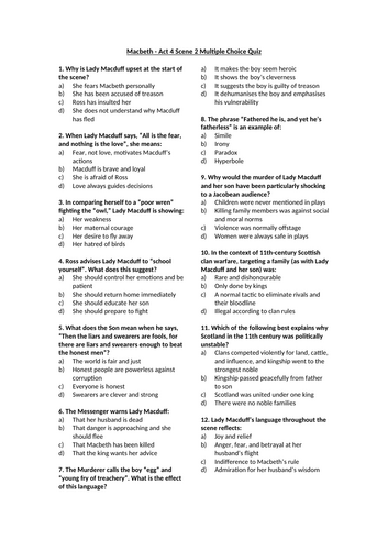 Macbeth - Act 4 Scene 2 and 3 Violence and Kingship | Teaching Resources