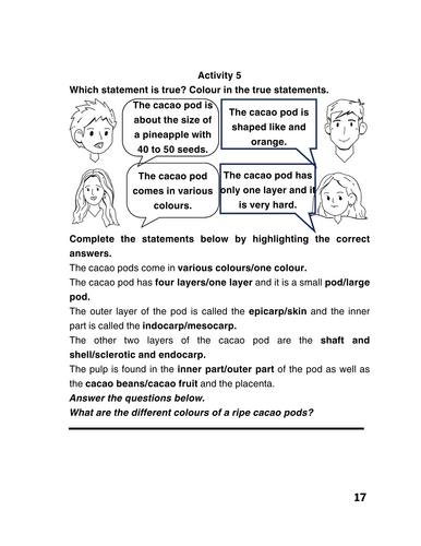 Worksheet and Information Pages From the From Cacao to Chocolate ...
