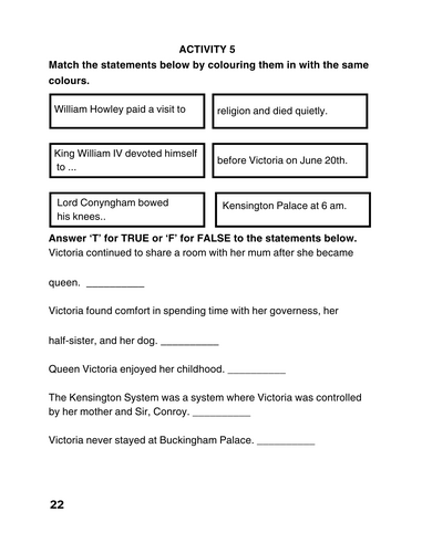 Worksheets and Information Pages From The Victorians Workbook ...