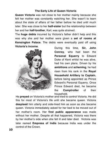 Worksheets and Information Pages From The Victorians Workbook ...