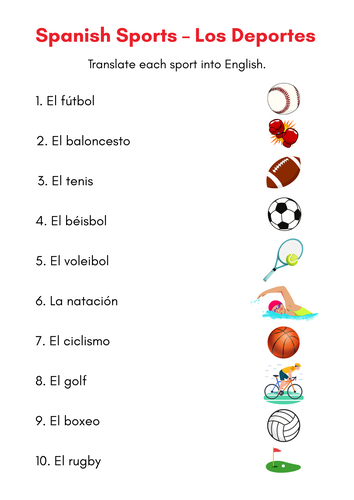 Spanish Sports - Los Deportes | Teaching Resources