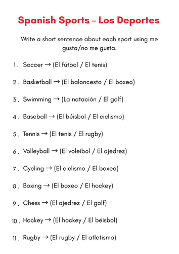 Spanish Sports - Los Deportes | Teaching Resources