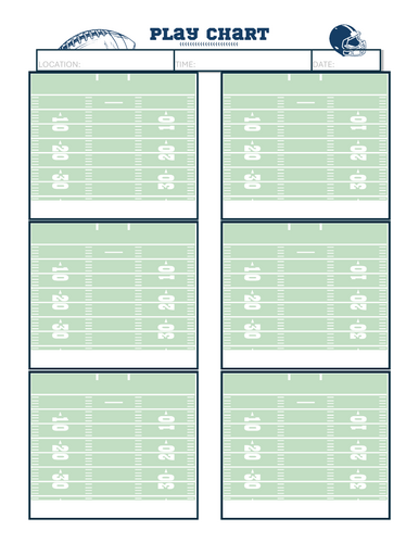 Football Play CHART sheets for Coach or player 8.5x11 | 4 in total ...