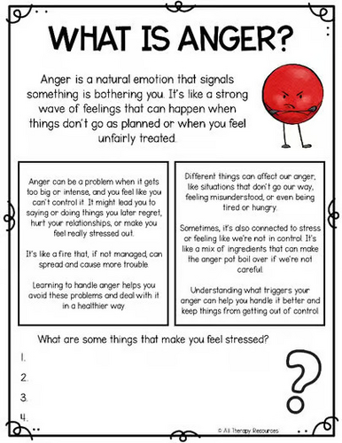 TEEN ANGER MANAGEMENT WORKSHEETS CBT | Teaching Resources
