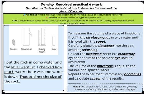 FREE GCSE Physics Required Practical Worksheet – Density of an Irregular Object (Displacement ...