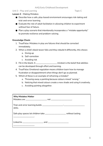 BTEC AAQ Early Childhood Development - Unit 3 - Aim A (M1 and D1 ...
