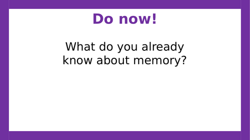 AQA A-level Psychology: Multi-store Model of Memory. (Lesson 1 of ...