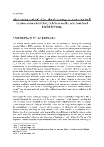 AQA A Level English Literature B A* NEA coursework on American Psycho ...