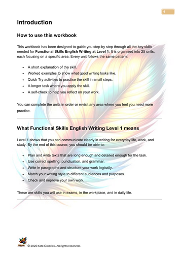 Functional Skills English Level 1 Writing – 25 Unit Workbook (127 pages ...