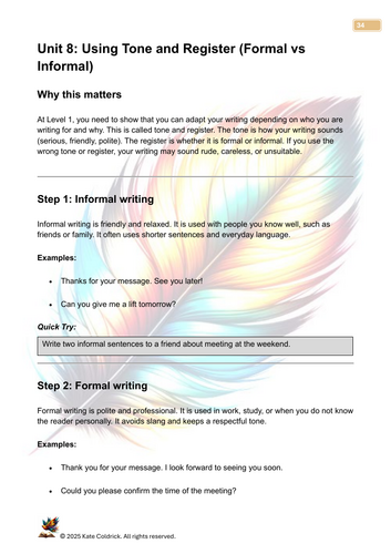 Functional Skills English Level 1 Writing – 25 Unit Workbook (127 pages ...