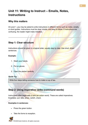 Functional Skills English Level 1 Writing – 25 Unit Workbook (127 pages ...