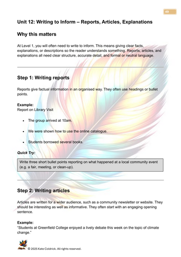 Functional Skills English Level 1 Writing – 25 Unit Workbook (127 pages ...