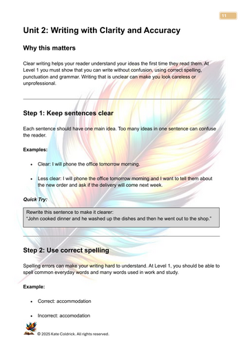 Functional Skills English Level 1 Writing – 25 Unit Workbook (127 pages ...