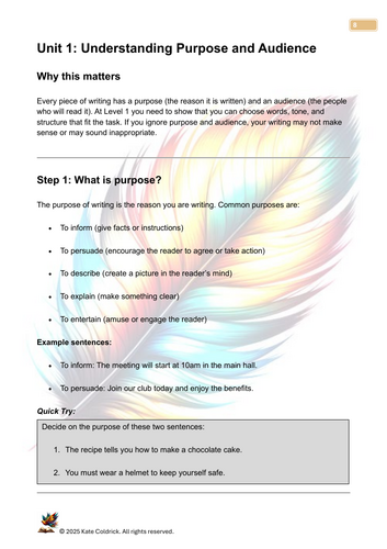 Functional Skills English Level 1 Writing – 25 Unit Workbook (127 pages ...