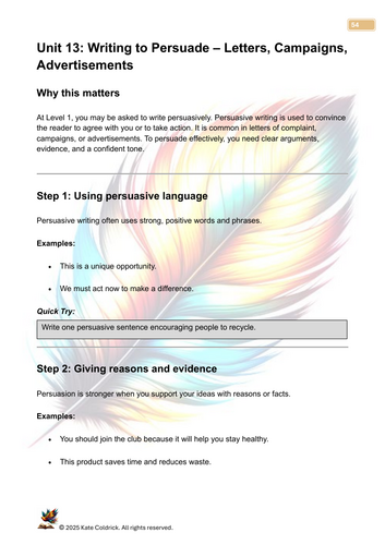 Functional Skills English Level 1 Writing – 25 Unit Workbook (127 pages ...