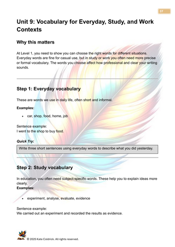 Functional Skills English Level 1 Writing – 25 Unit Workbook (127 pages ...