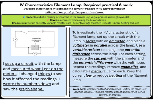 GCSE Physics Required Practical – IV Characteristics of a Filament Lamp ...