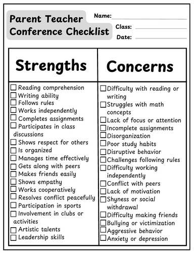 Parent Teacher Conferences Checklist - Back to School | Teaching Resources