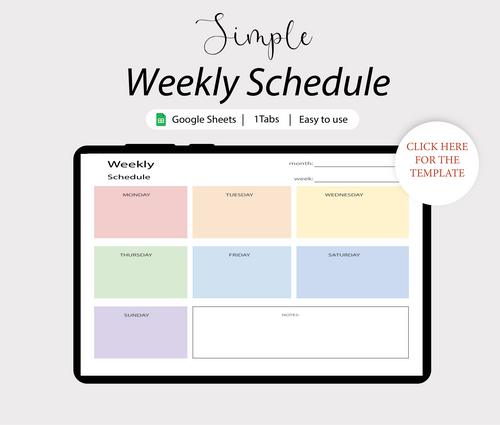 Weekly Schedule Google Sheets Template | Editable Sticky Note Planner ...