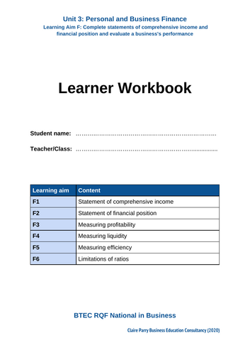 BTEC National in Business - Unit 3: Personal and Business Finance ...