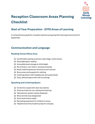 The Ultimate September Setup Checklist for Reception Classroom Areas ...