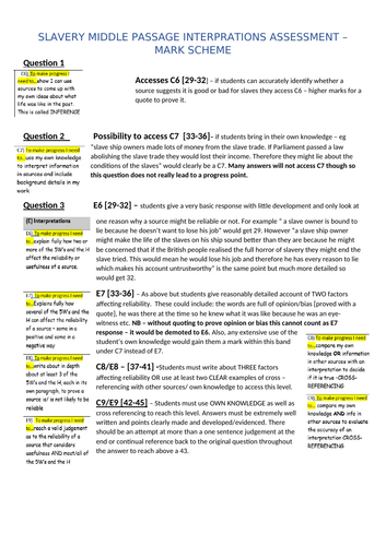 Transatlantic slave trade GCSE style assessment | Teaching Resources