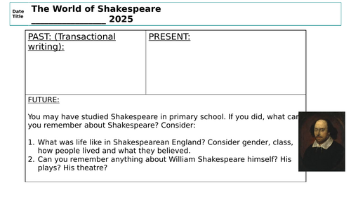 KS3 Intro to the World of Shakespeare | Teaching Resources