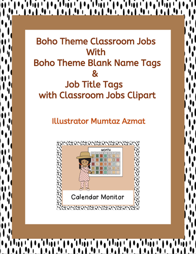 Boho Theme Classroom Jobs Girls/Boys & Labels Clipart/Name Tags & Job ...