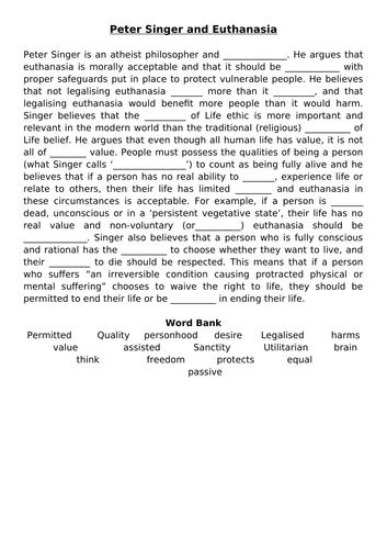Peter Singer and Euthanasia | Teaching Resources
